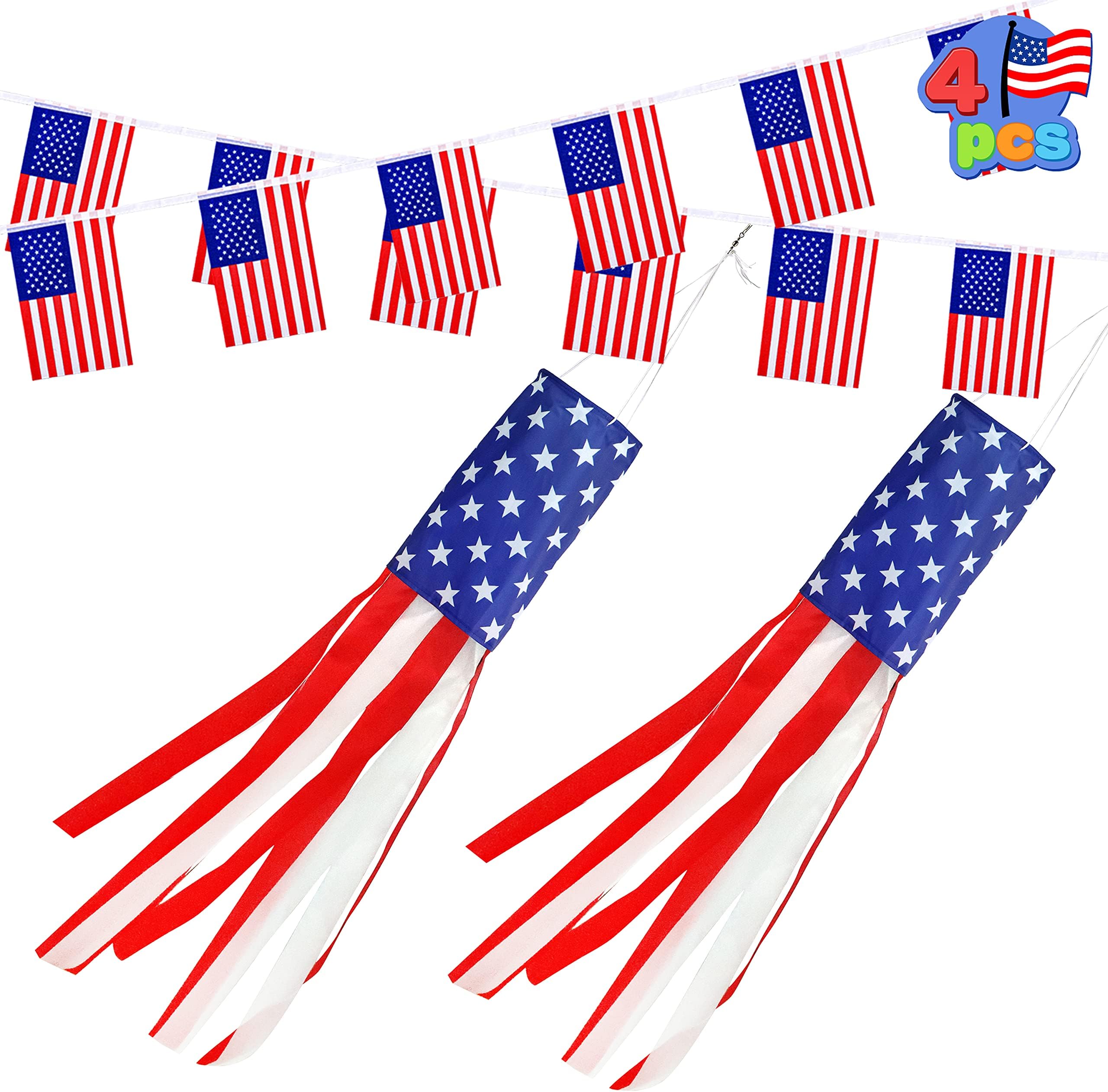 Amazon.com : JOYIN Patriotic Party Supplies of 4 Pcs American Flag ...