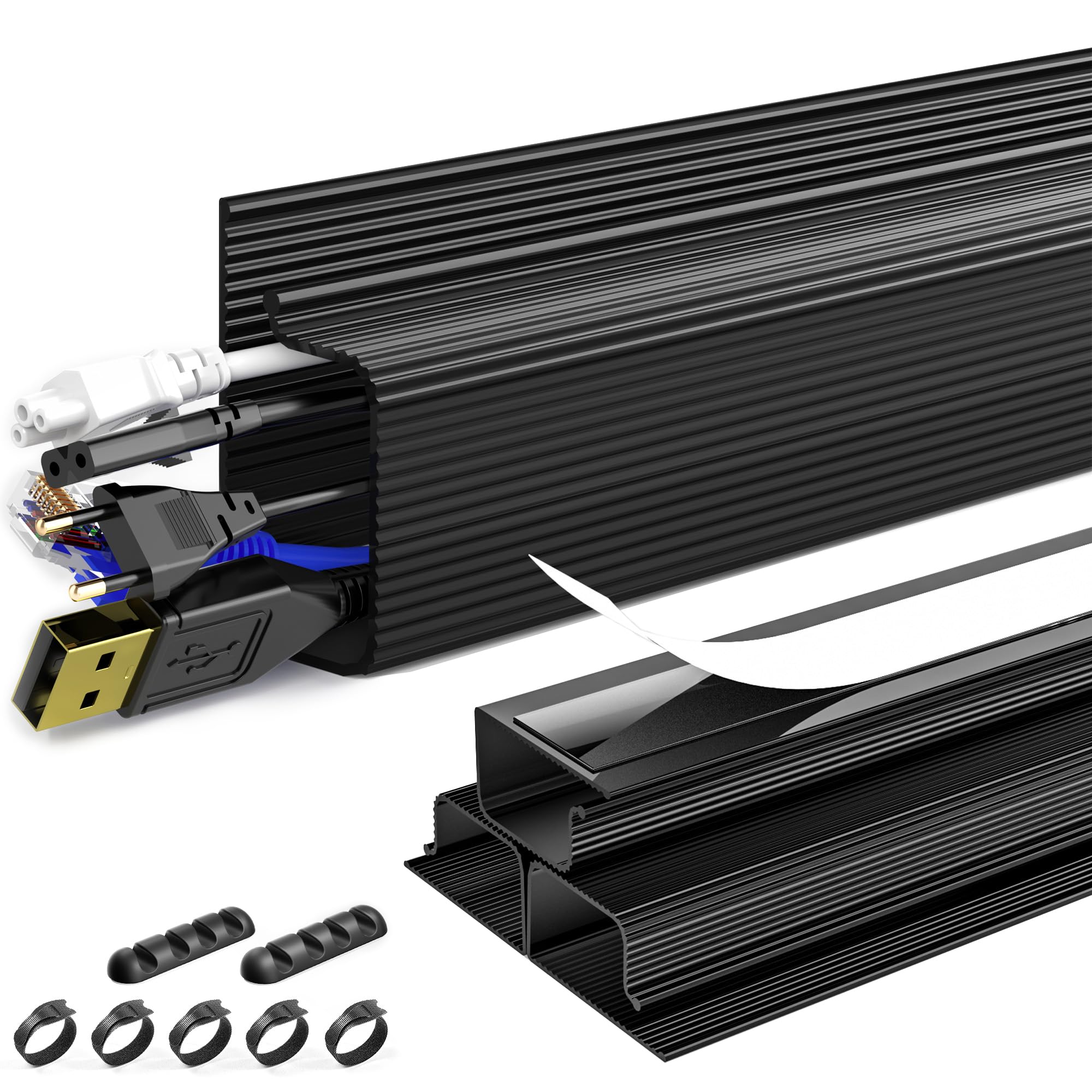 Buy 4 pack Delamu Cable Management Under Desk- J Channel Cable Raceway ...