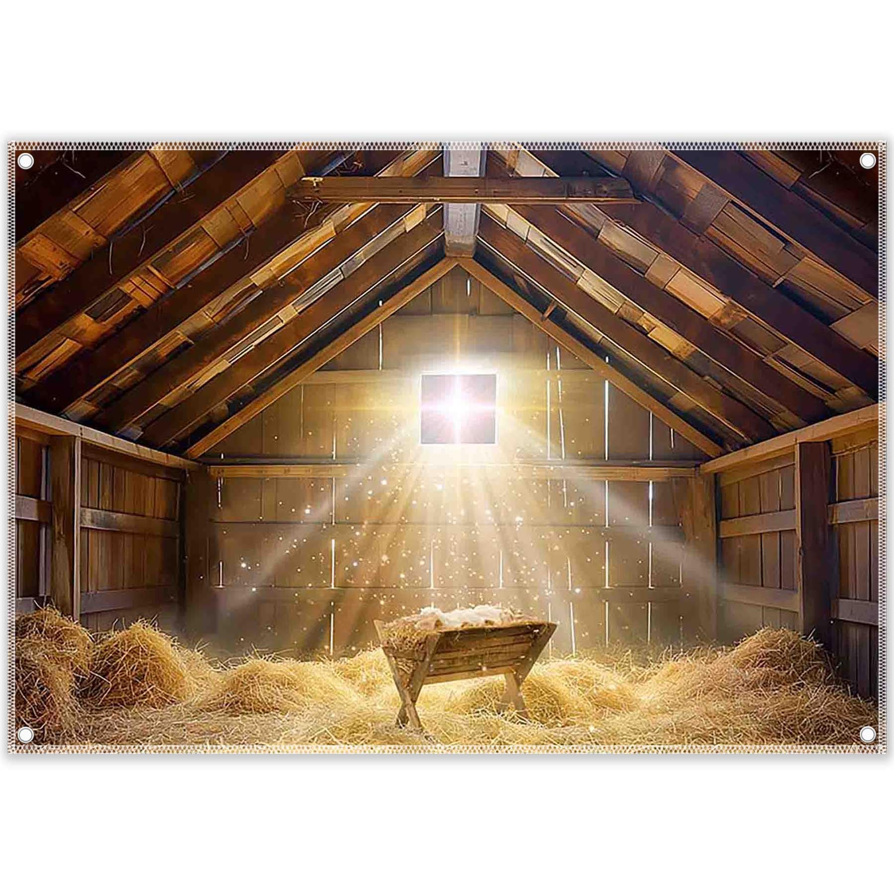 Amazon.com : YCUCUEI 8x6ft Fabric Christmas Manger Scene Backdrop Birth ...