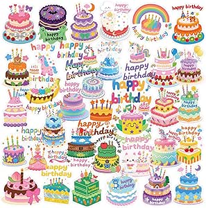 Amazon.com: Hrovsur Happy Birthday Stickers for Kids, 56Pcs Clear PET ...