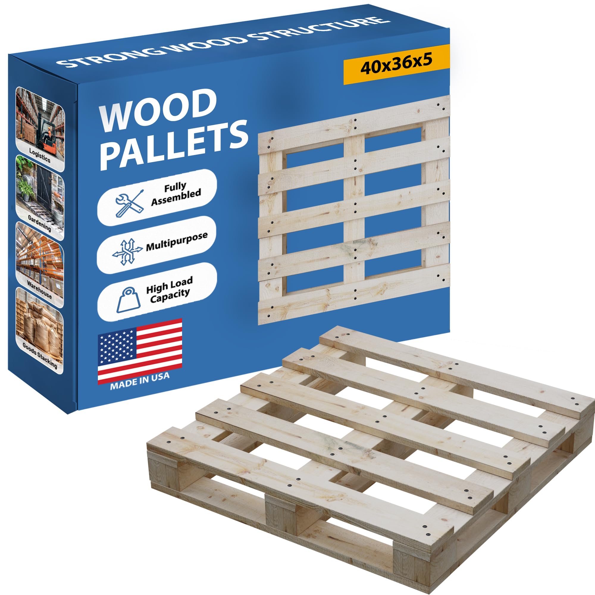 Snapklik.com : Heavy-Duty 4-Way Entry Wooden Pallet 40x36x5 ...
