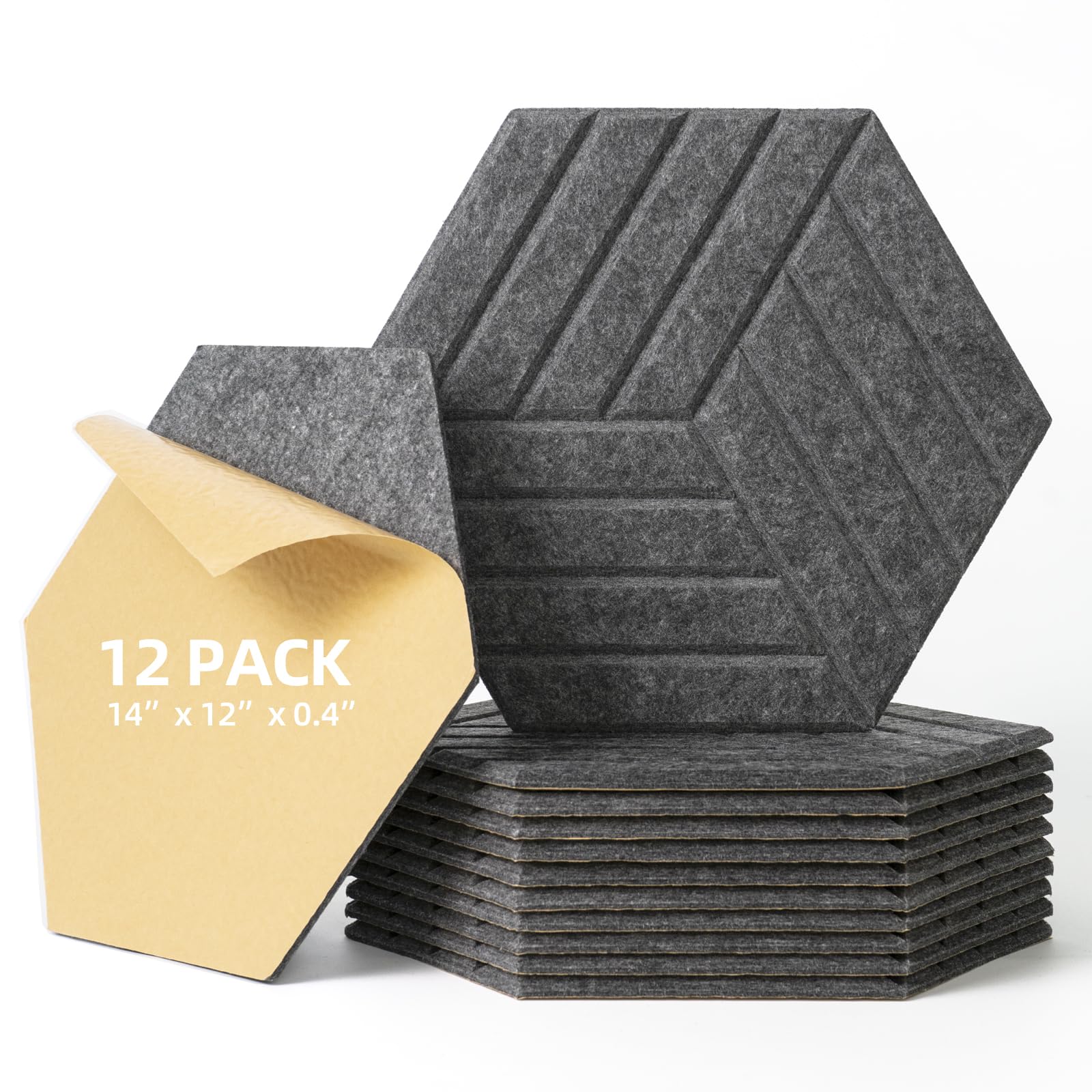 KOIGO 12 Pack Hexagon Acoustic Panels Self Adhesive - 14" X 12" X 0.4 ...