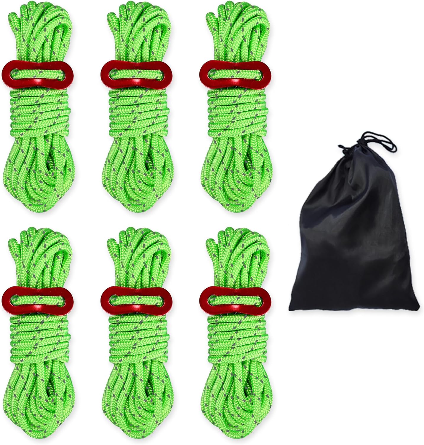 Amazon.com: WEBSUKA 6Pack 1/6inch×13ft 6+Color Reflective Camping Rope ...