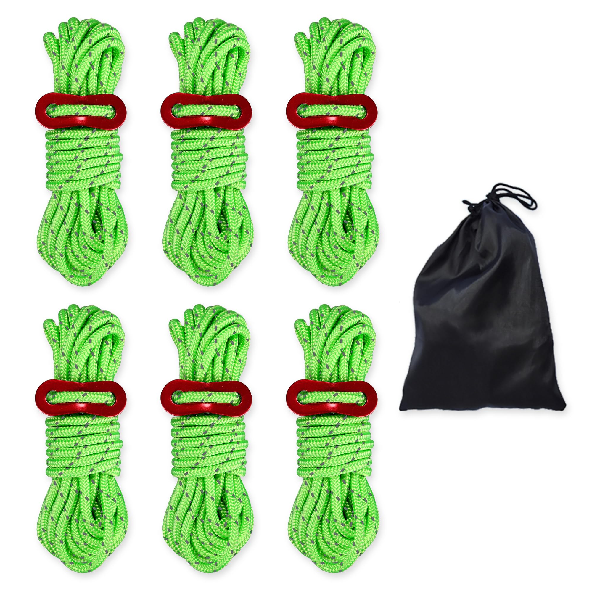 Amazon.com: WEBSUKA 6Pack 1/6inch×13ft 6+Color Reflective Camping Rope ...