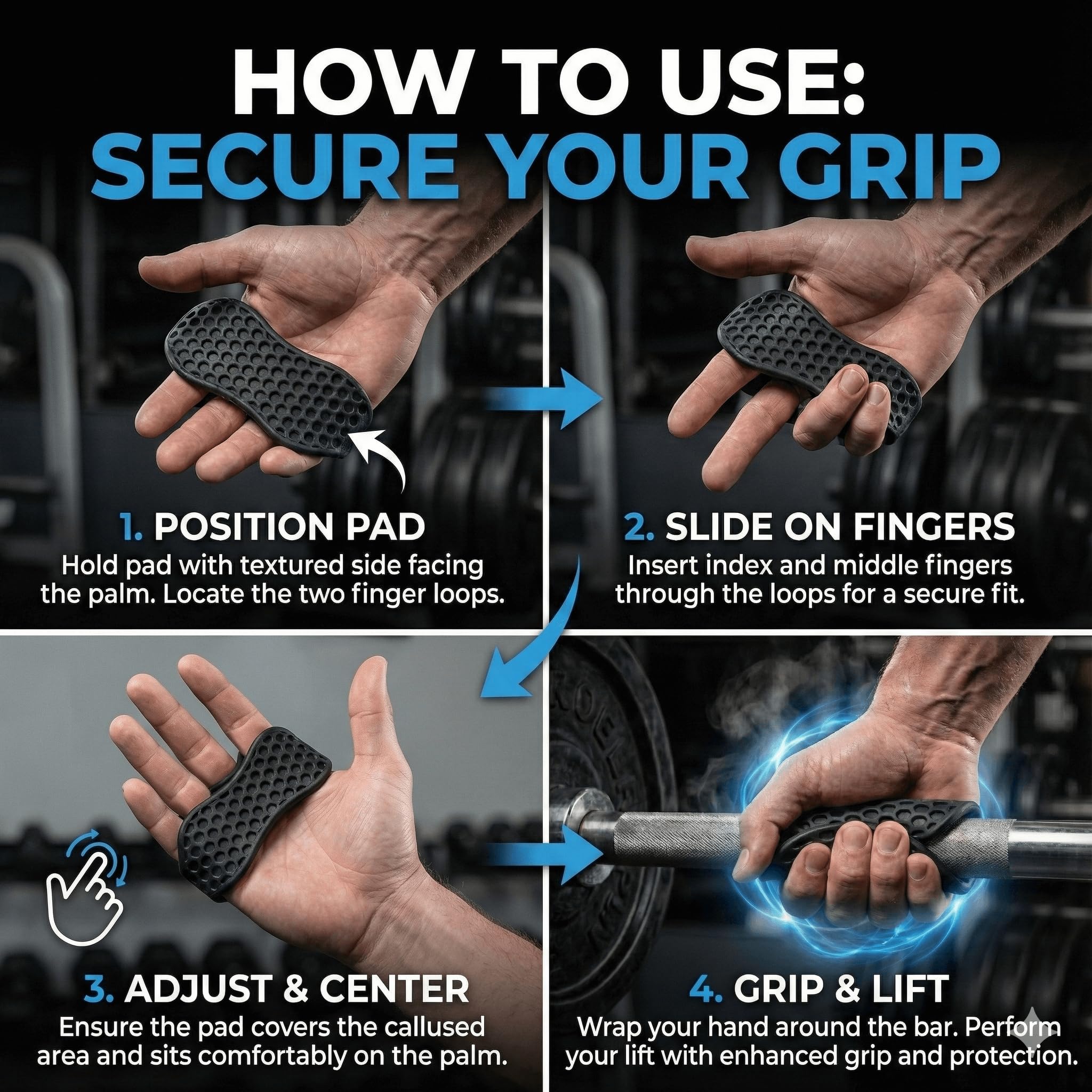 Workout Palm Protectors Hand Grip Gym S For Weight Lifting - Anti-Slip ...