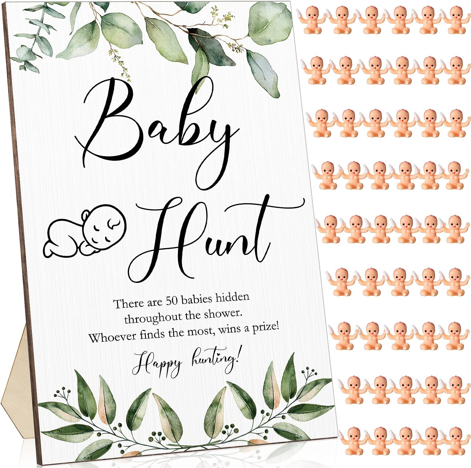 Amazon.com: 51 Pieces Baby Shower Games Include Wooden Baby Hunt Sign ...