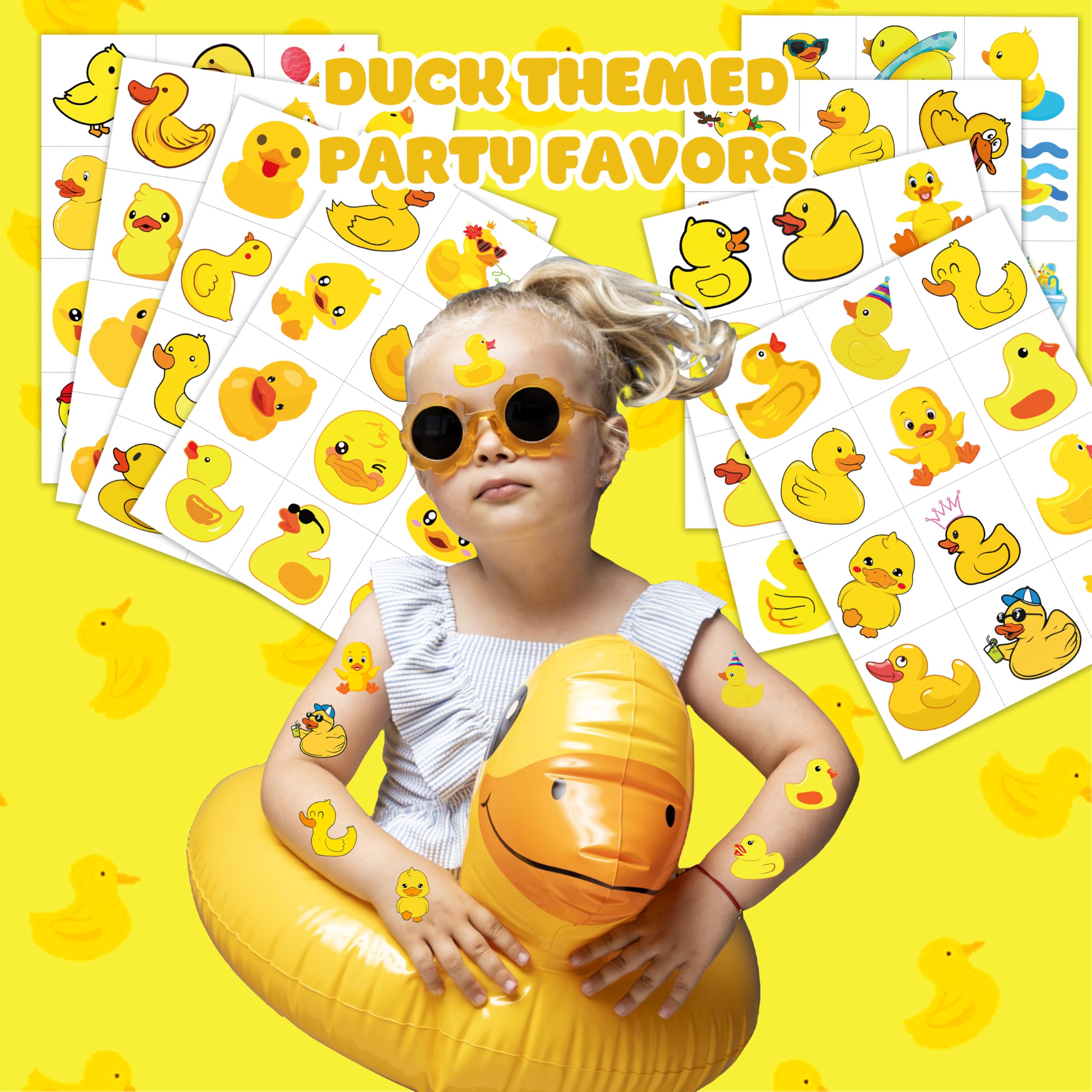 Snapklik.com : 96 PCS Rubber Duck Pre-Cut Temporary Tattoos Themed ...