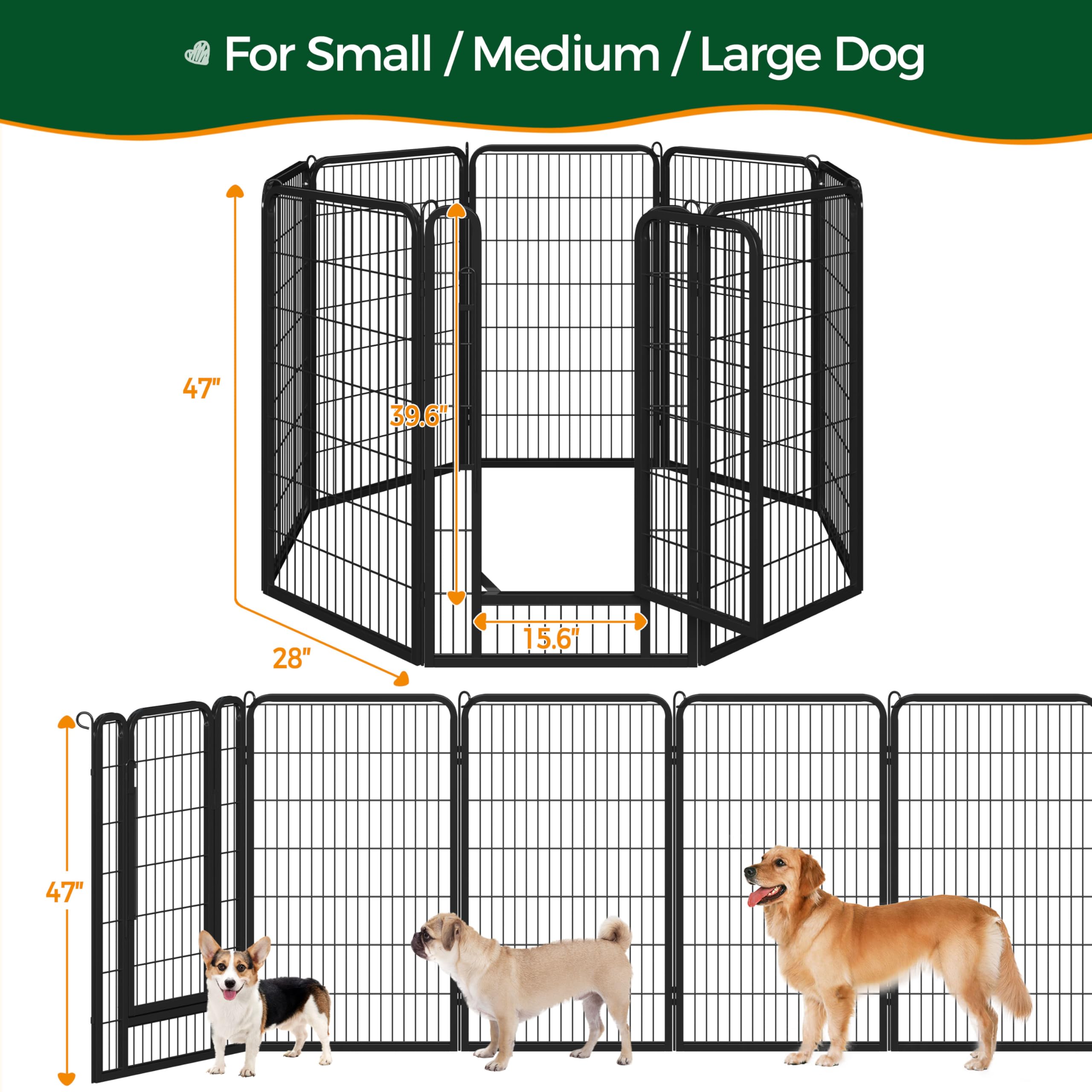 Snapklik.com : Dog Playpen Outdoor, 47 Inch 8 Panels Dog Pen Indoor ...