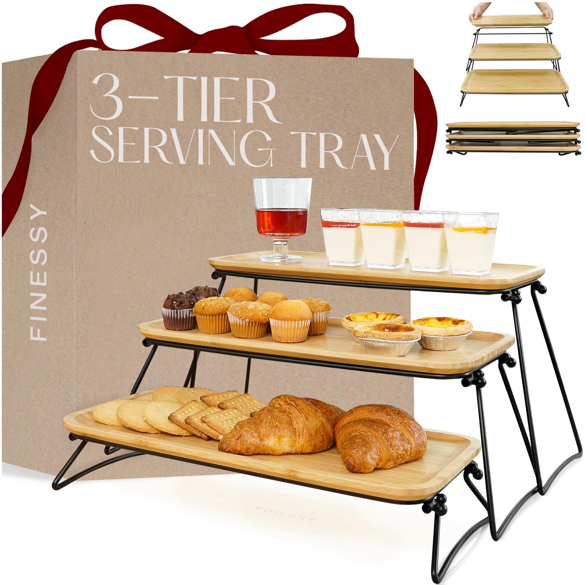 Amazon.com: FINESSY 3 Tier Serving Tray for Party Dessert and Appetizer ...