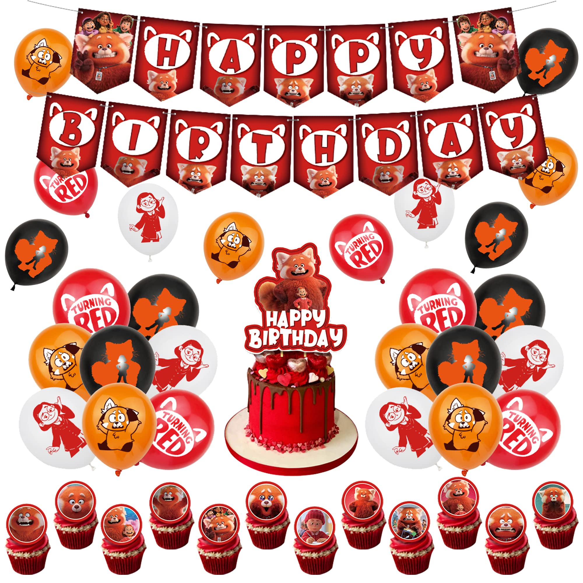 Party Supplies Turning Red Cake Topper Turning Red Birthday Decorations ...