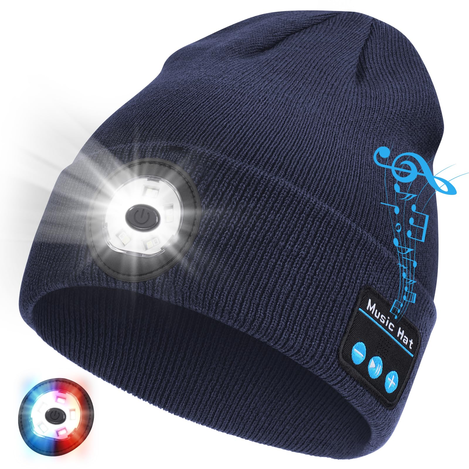 Amazon.com: Bluetooth Beanie with Light, 2024 New Musical Knitted Hat ...