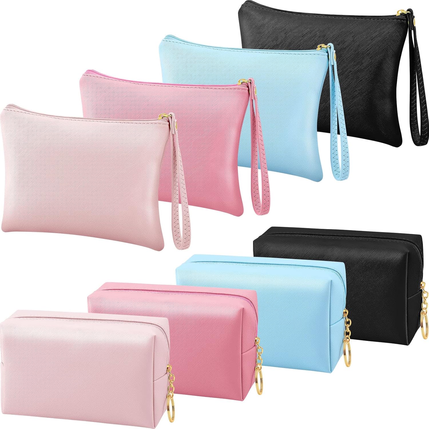Amazon.com: 8 Pcs PU Leather Make up Bag for Women Girls 2 Size ...