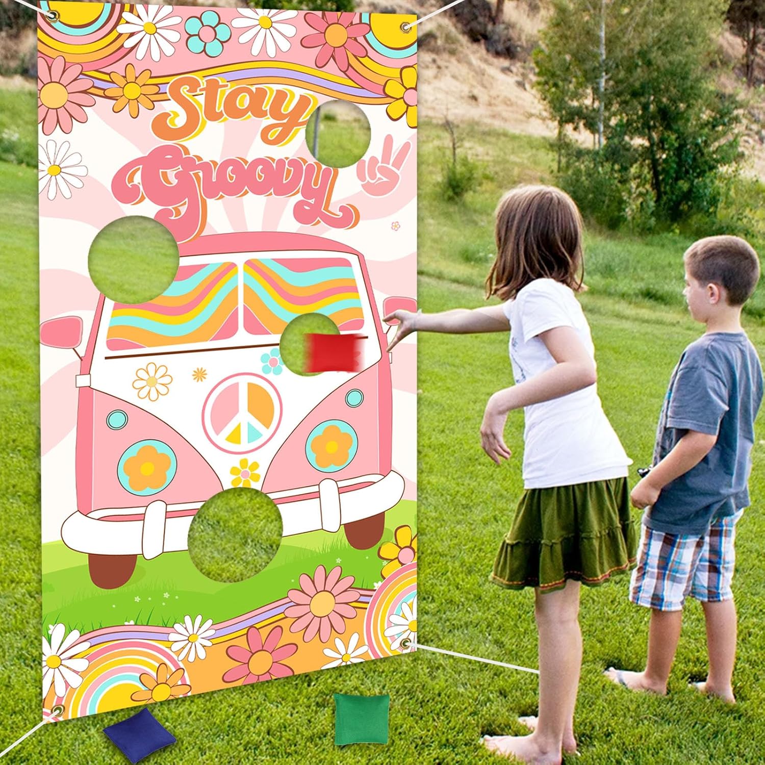 Amazon.com: SERENCATCHER Groovy Toss Game, Retro Hippie Party Favors ...