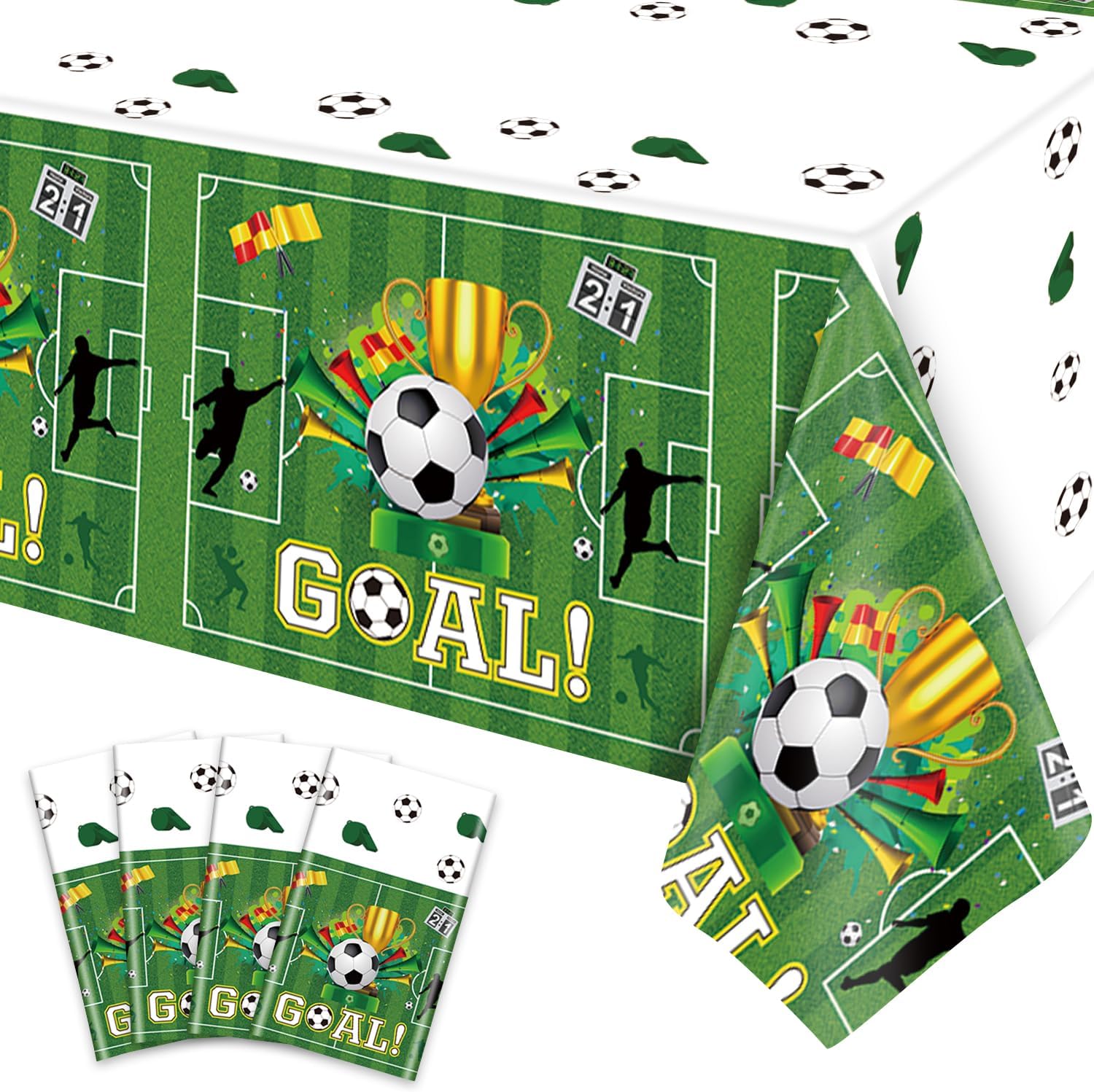 Amazon.com: 4 Pack Soccer Party Tablecloths Soccer Birthday Decorations ...