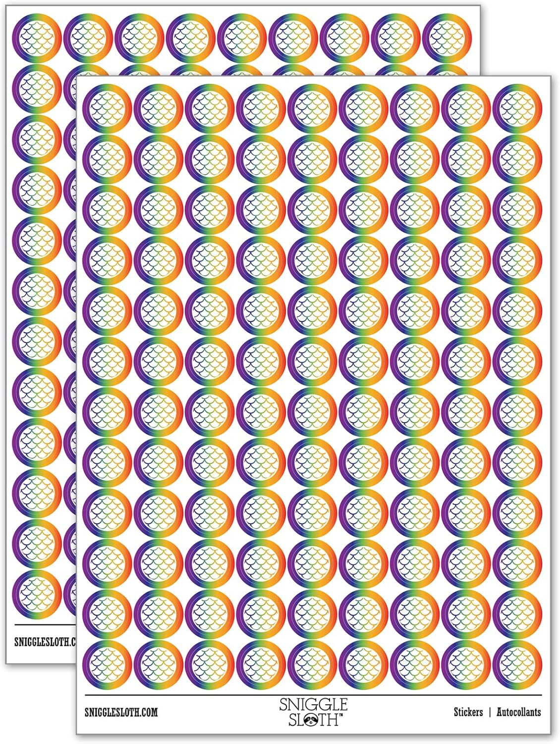 Amazon.com: Mermaid Dragon Fish Scales Circle 200+ Round Stickers ...