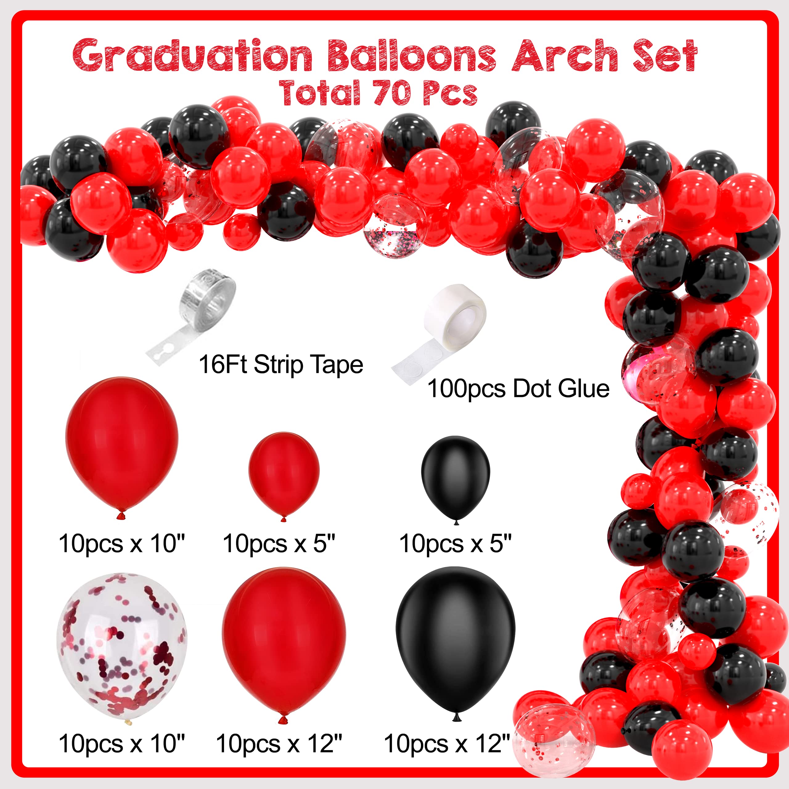 Snapklik.com : LINAYE 2022 Red And Black Graduation Party Decorations ...