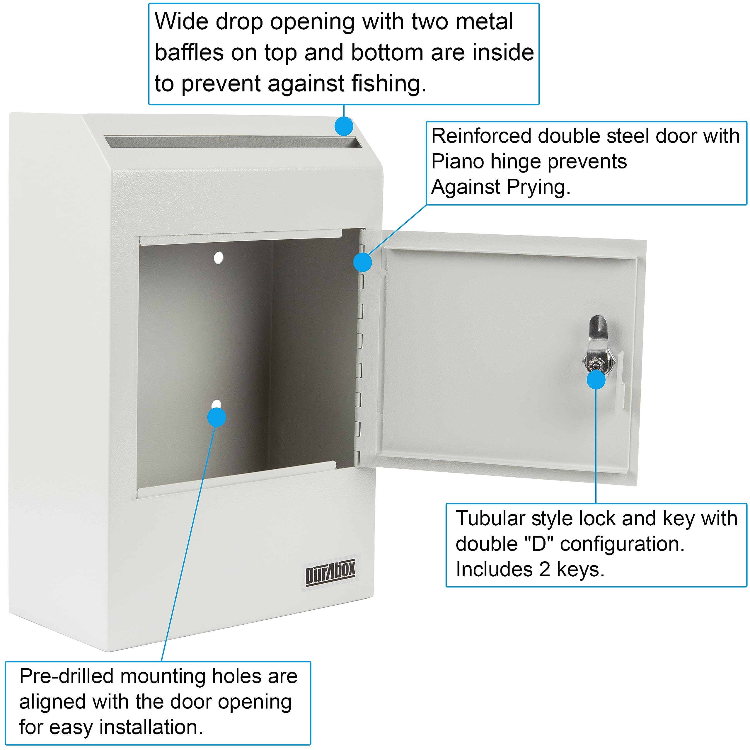Snapklik.com : Durabox Large Heavy Duty Wall Mount Locking Deposit Drop ...