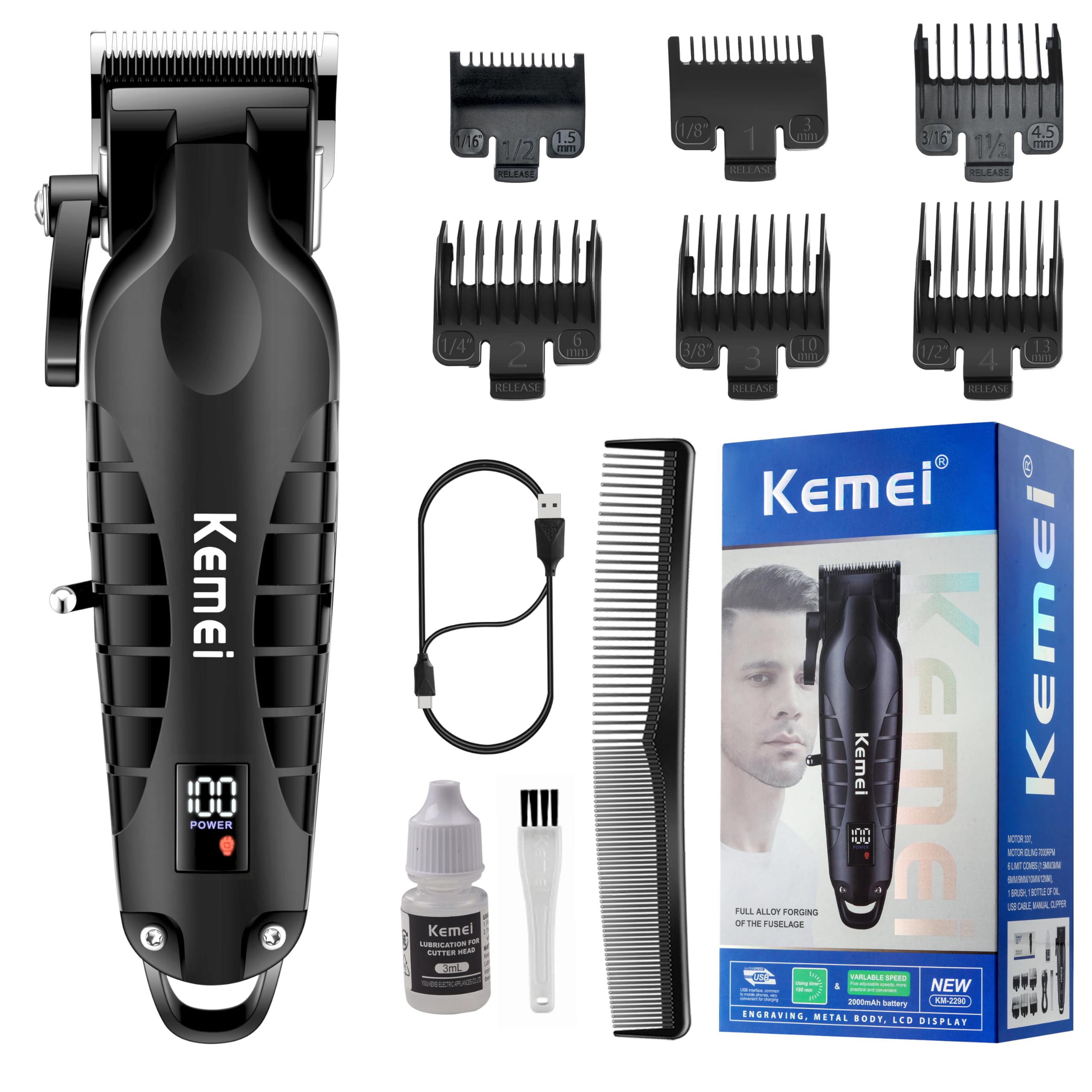 Amazon.com: KEMEI 2290 Professional Hair Clippers for Men Cord/Cordless ...