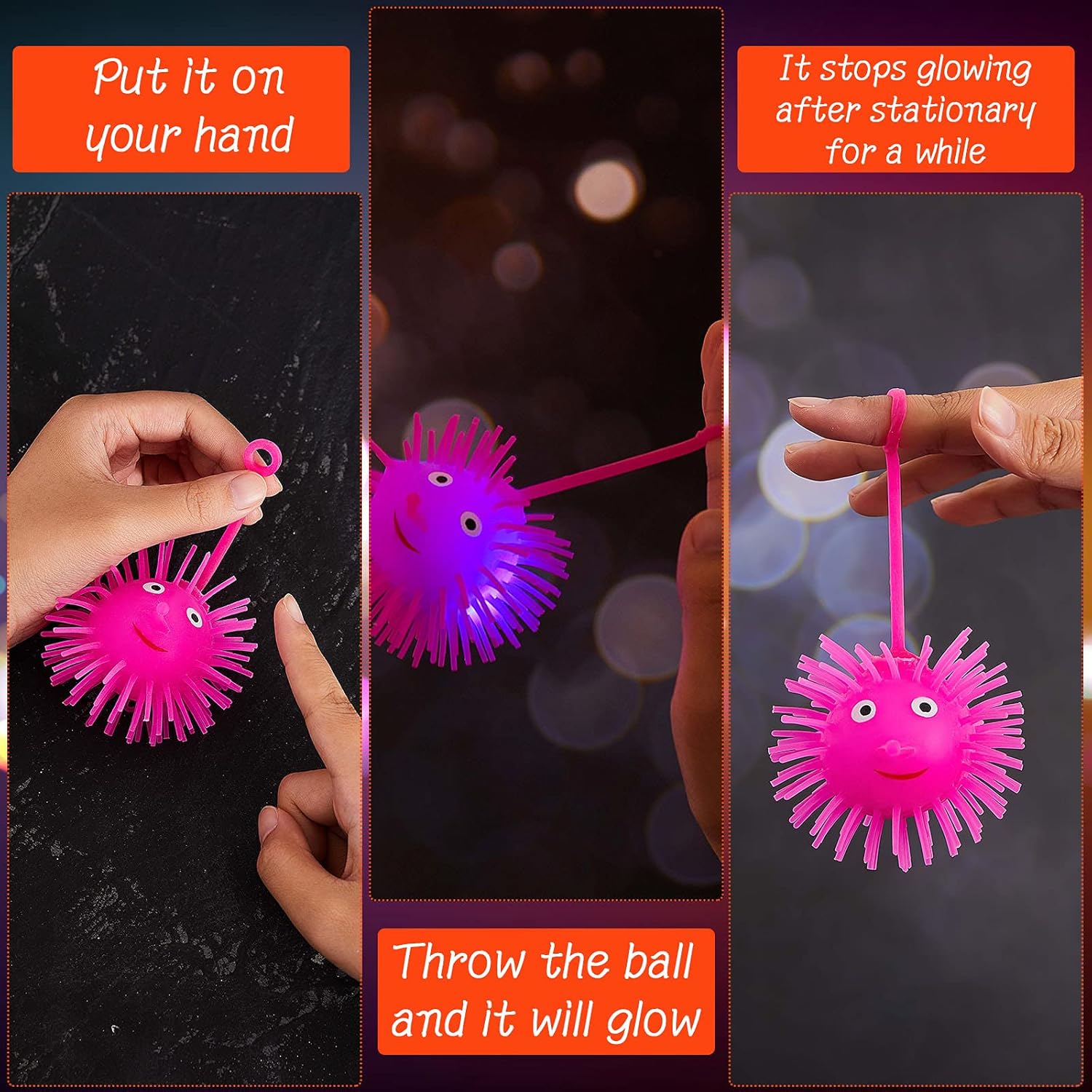 Buy 24 Pcs LED Puffer Balls Squishy Stress Relief Glowing Balls Light ...