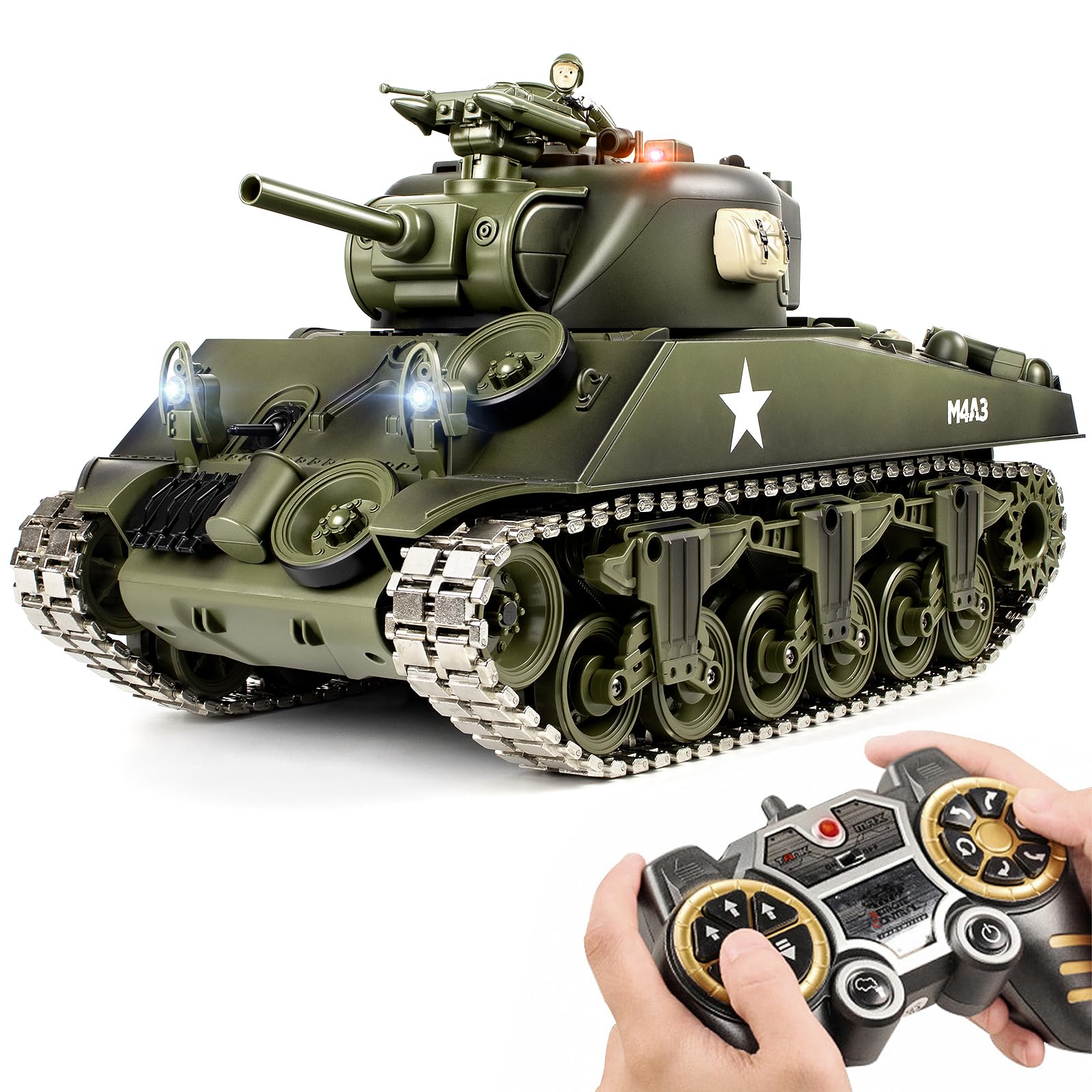 Amazon.com: DBshoot 1/18 Metal Tracks M4A3 Sherman RC Tank, 60 Minutes ...