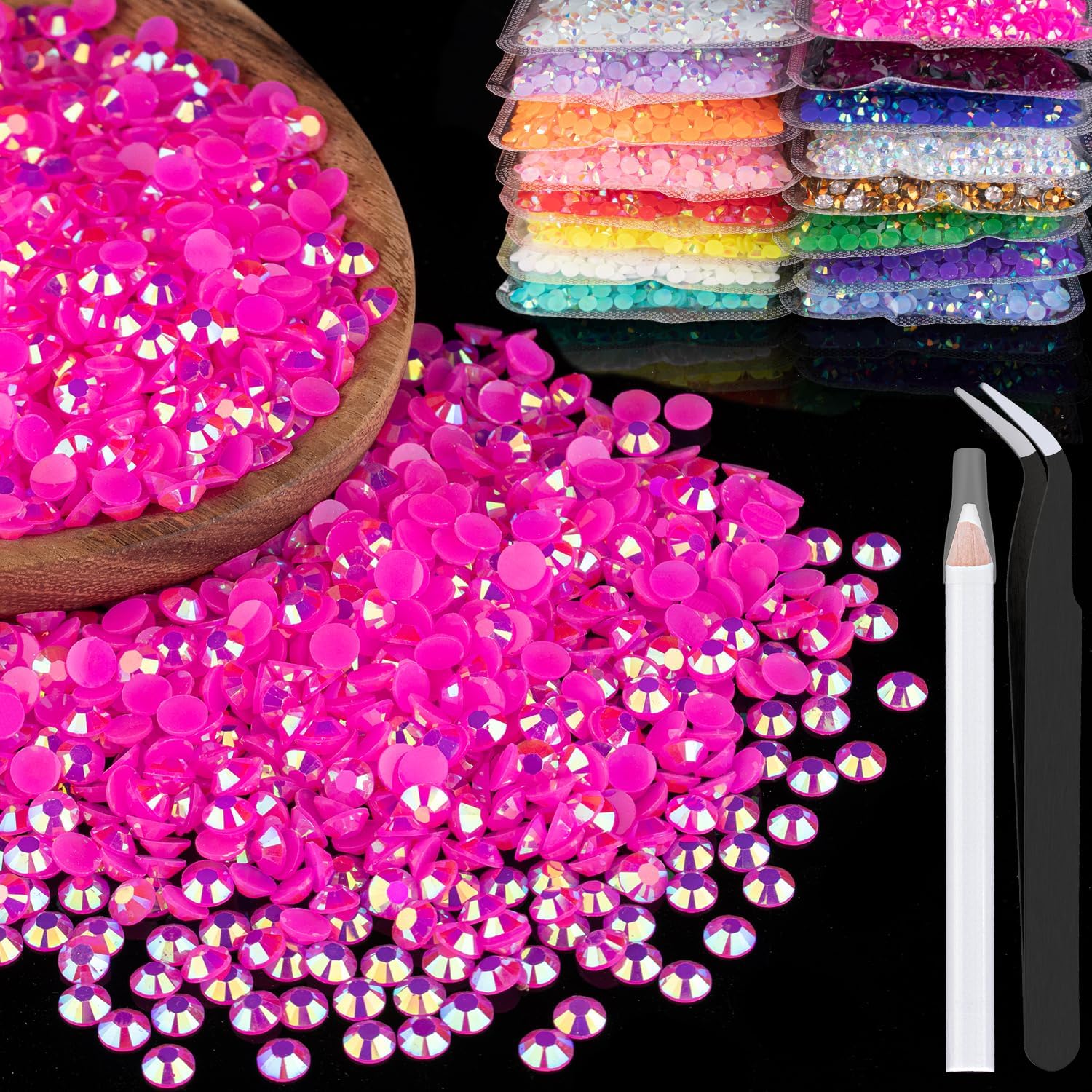 Amazon.com: 11000Pcs Hot Pink ab Rhinestones with b7000 Glue for Crafts ...