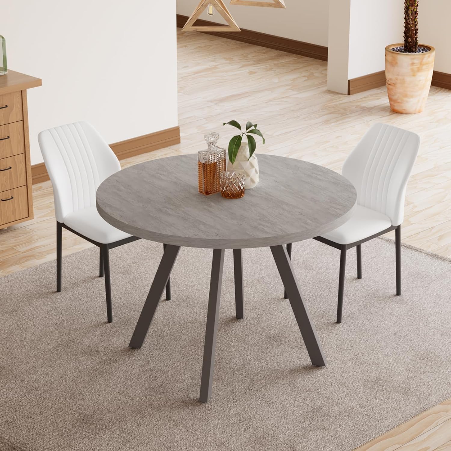Amazon.com: Zerifevni Round Dining Table Set for 2, Modern Casual ...