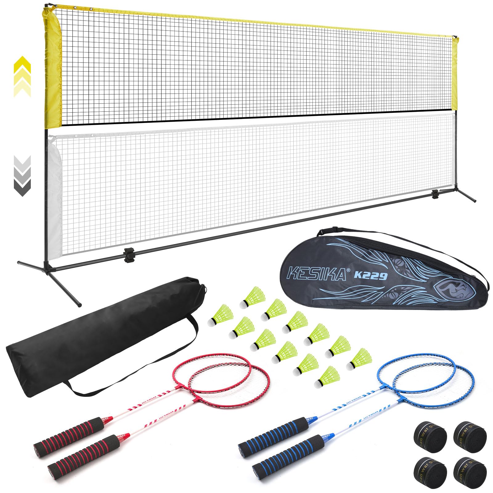 Portable Badminton Set for Backyard Lawn Beach, 1 Pc Adjustable 14 ft ...