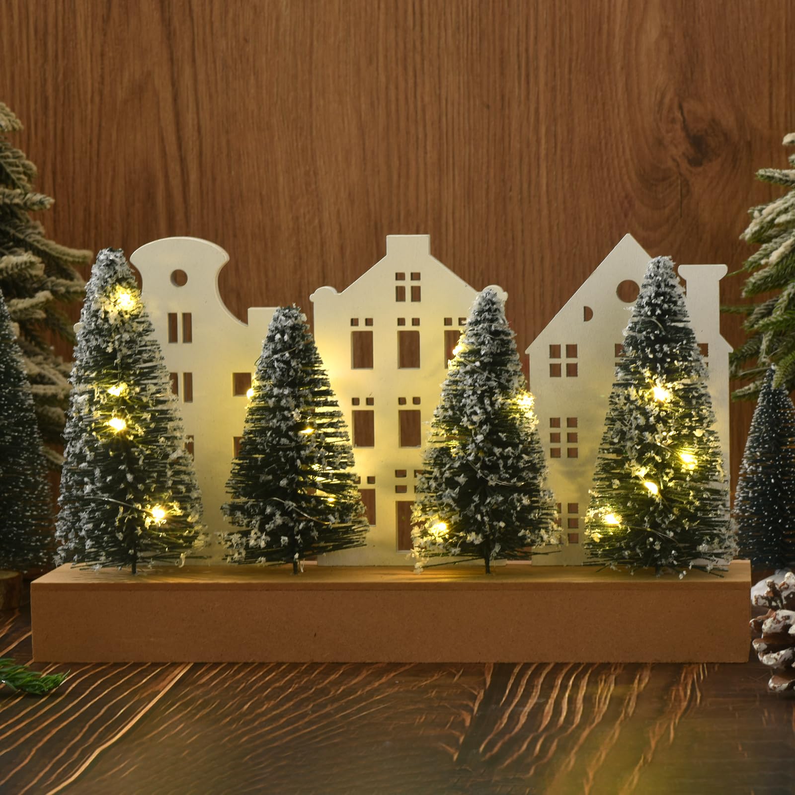 Amazon.com: Christmas LED Lighted Decorations, Wooden Christmas Tree ...