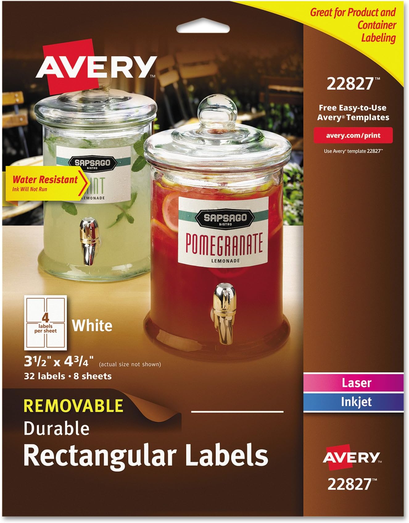 Amazon.com : Avery Printable Blank Rectangle Labels, 3" x 3.75 ...