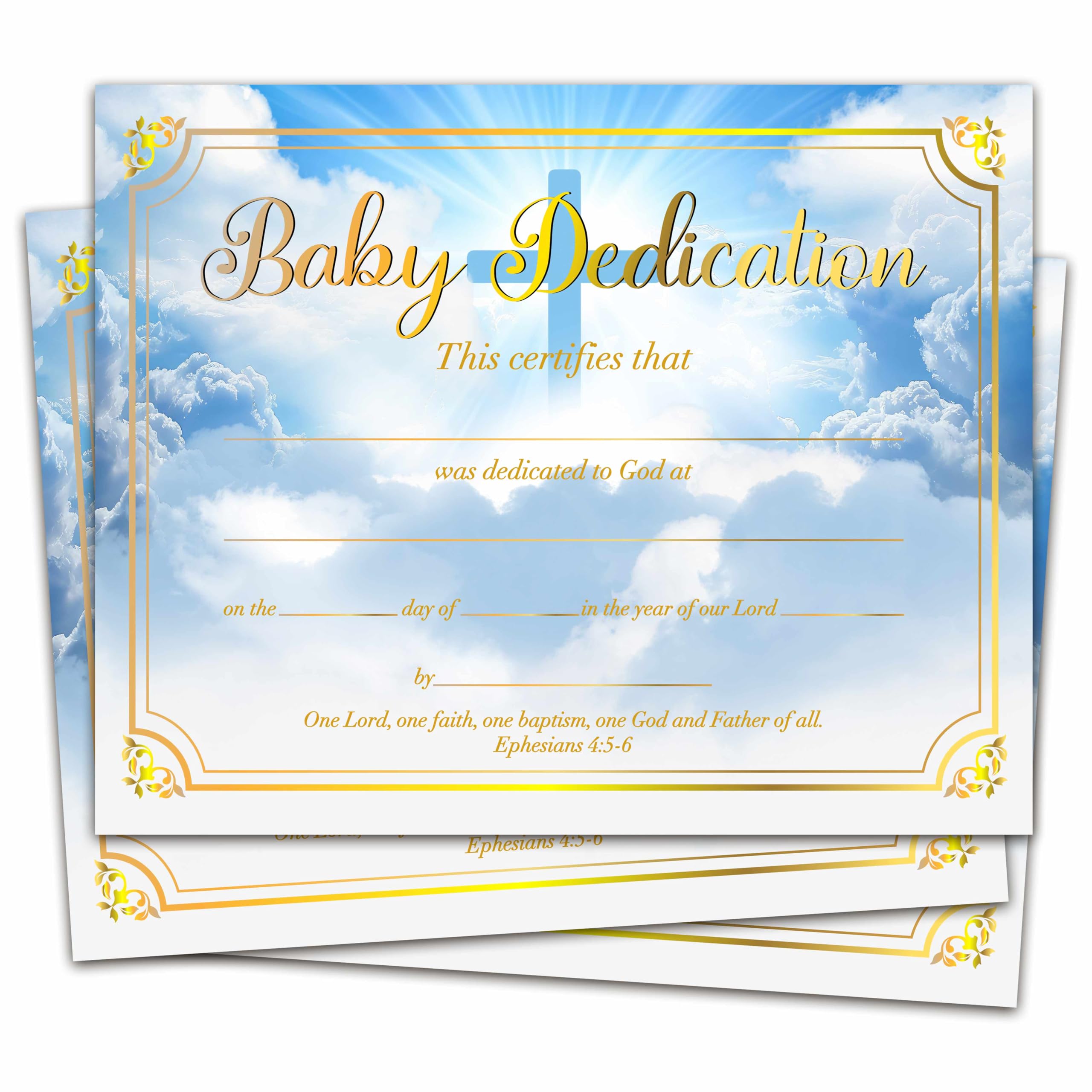 Amazon.com : Baby Dedication Certificate, Blue Cross Certificates of ...