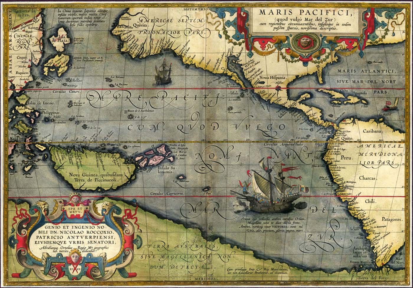 Tallenge - Decorative Vintage World Map - Maris Pacifici - Abraham ...