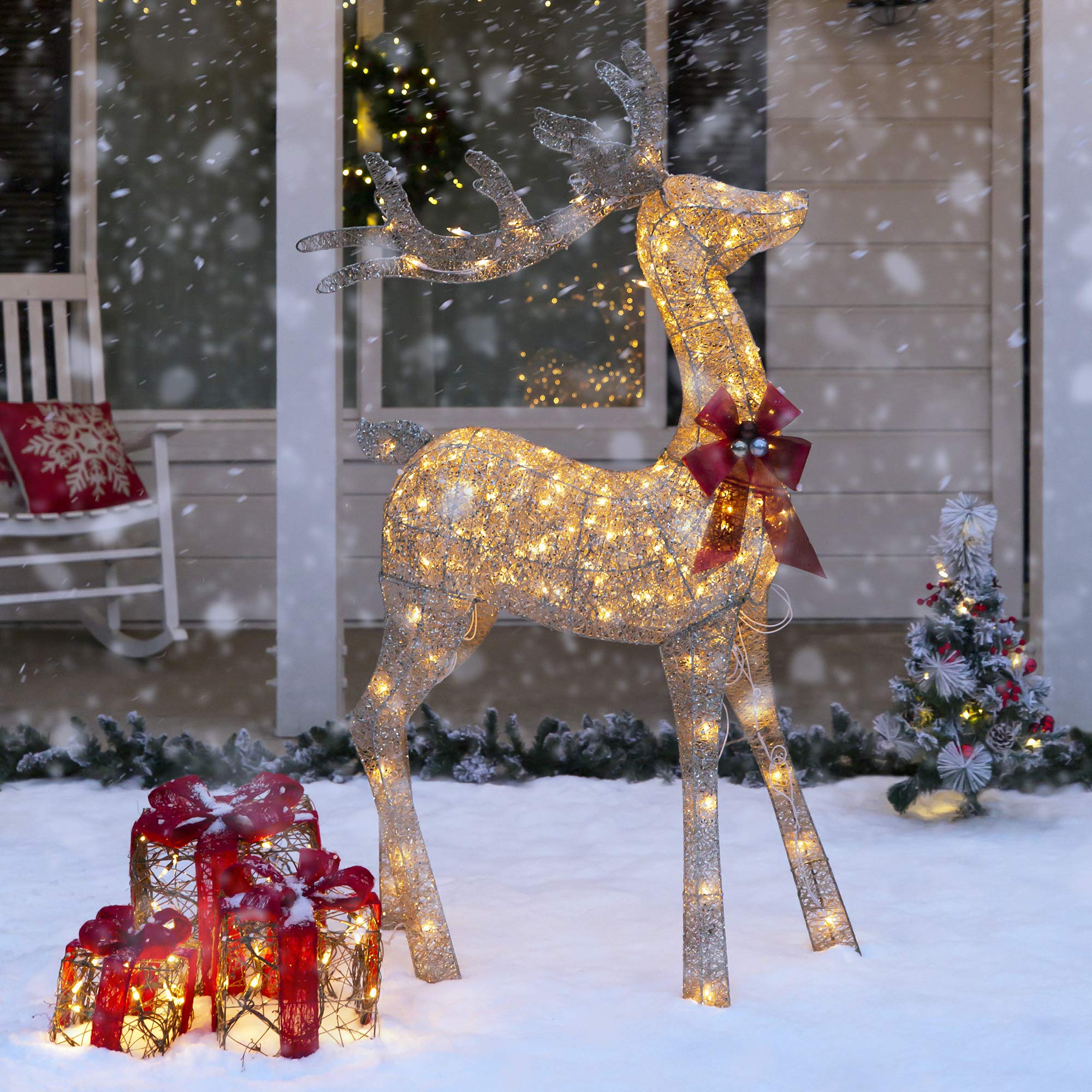 Snapklik.com : Best Choice Products 5ft 3D Pre-Lit Gold Glitter ...