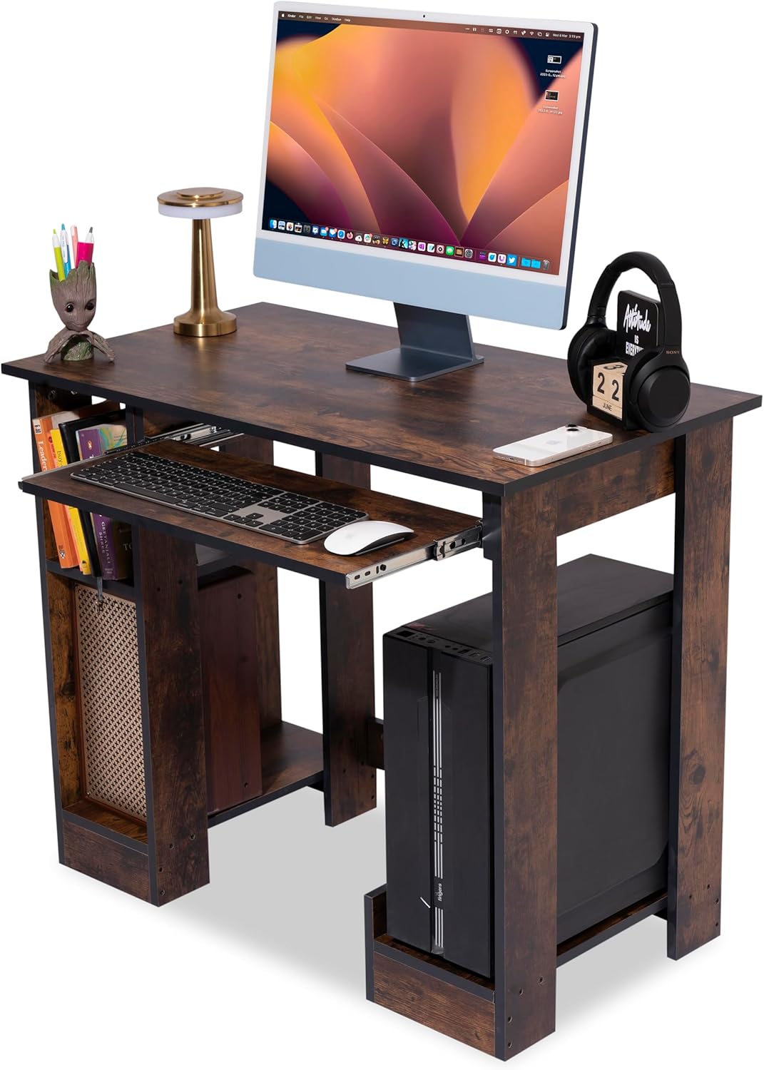 Computer Desk with Shelves, Office Desk for Home Laptop PC Writing ...