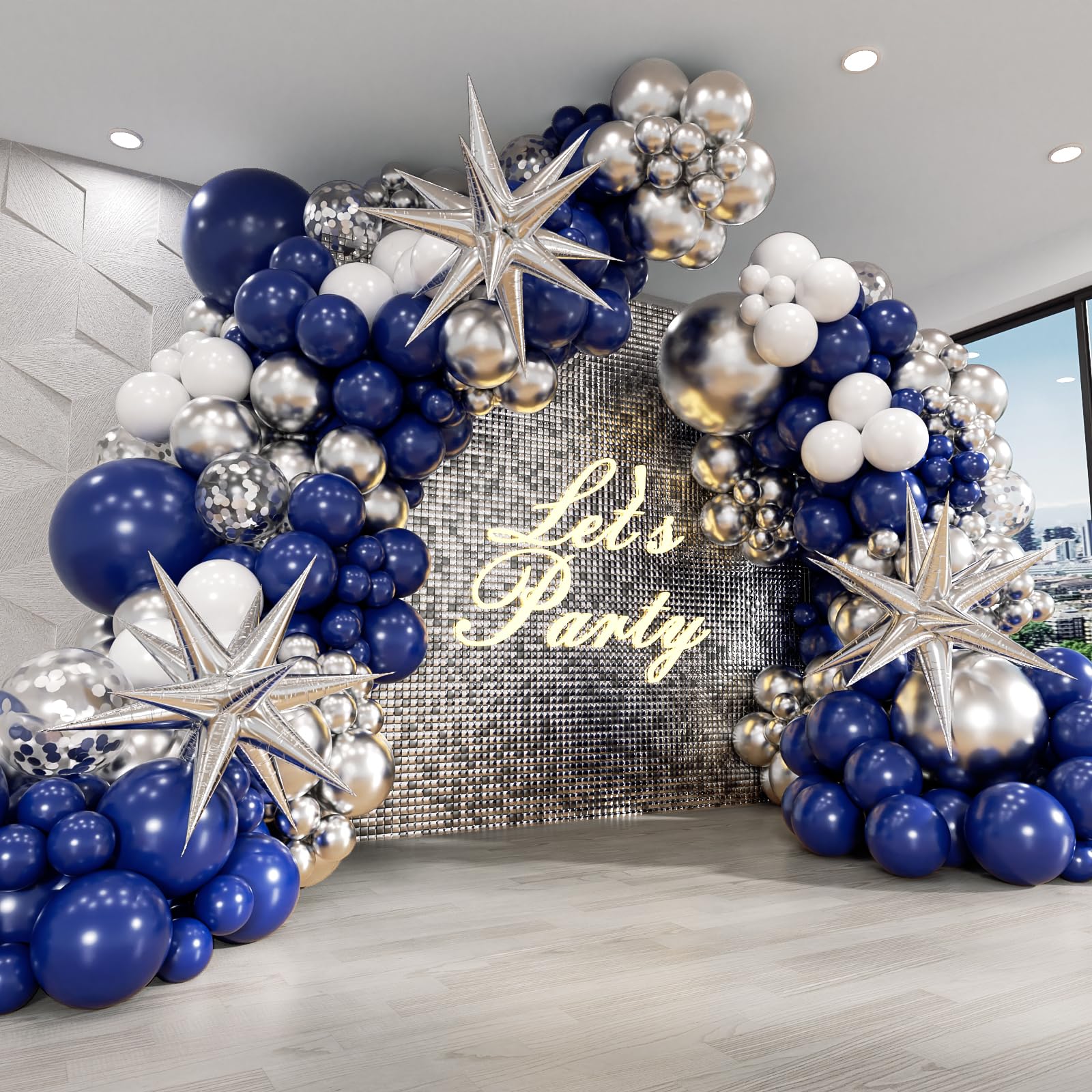 Amazon.com: 130pcs Navy Blue and Silver Balloon Garland Arch Kit with ...