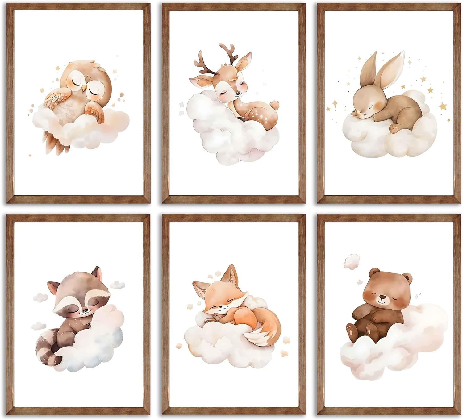 Amazon.com: 6Pcs Safari Animals Nursery Wall Art Boho Neutral Jungle ...