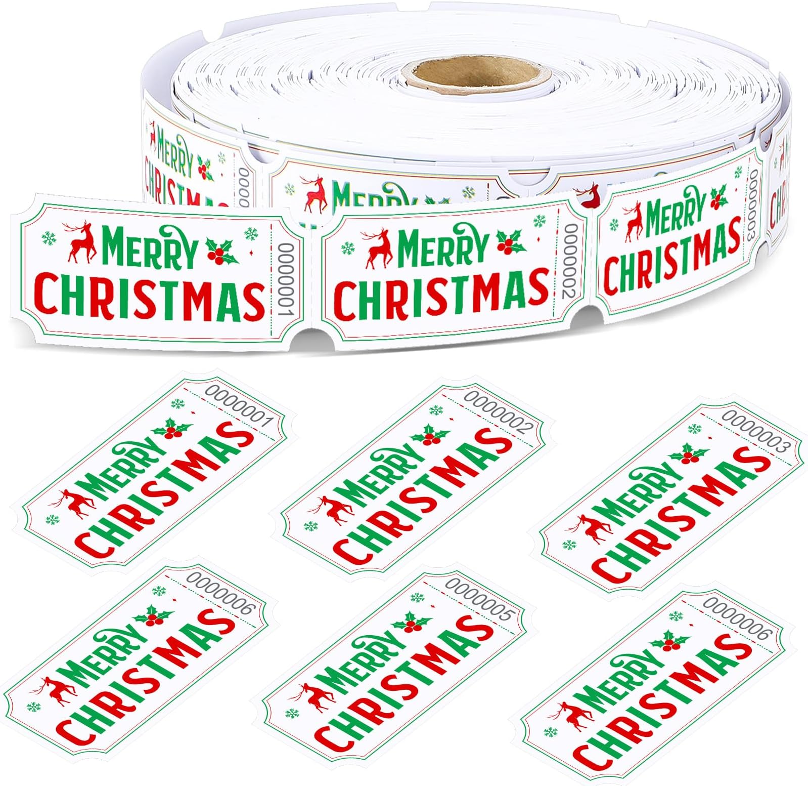 Amazon.com : Qilery 1000 Christmas Raffle Tickets Merry Christmas ...