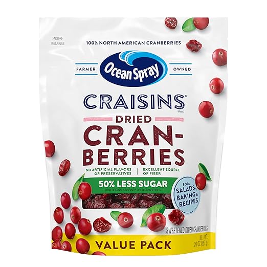 Amazon.com: Ocean Spray Craisins Dried Cranberries, Reduced Sugar, 20 ...