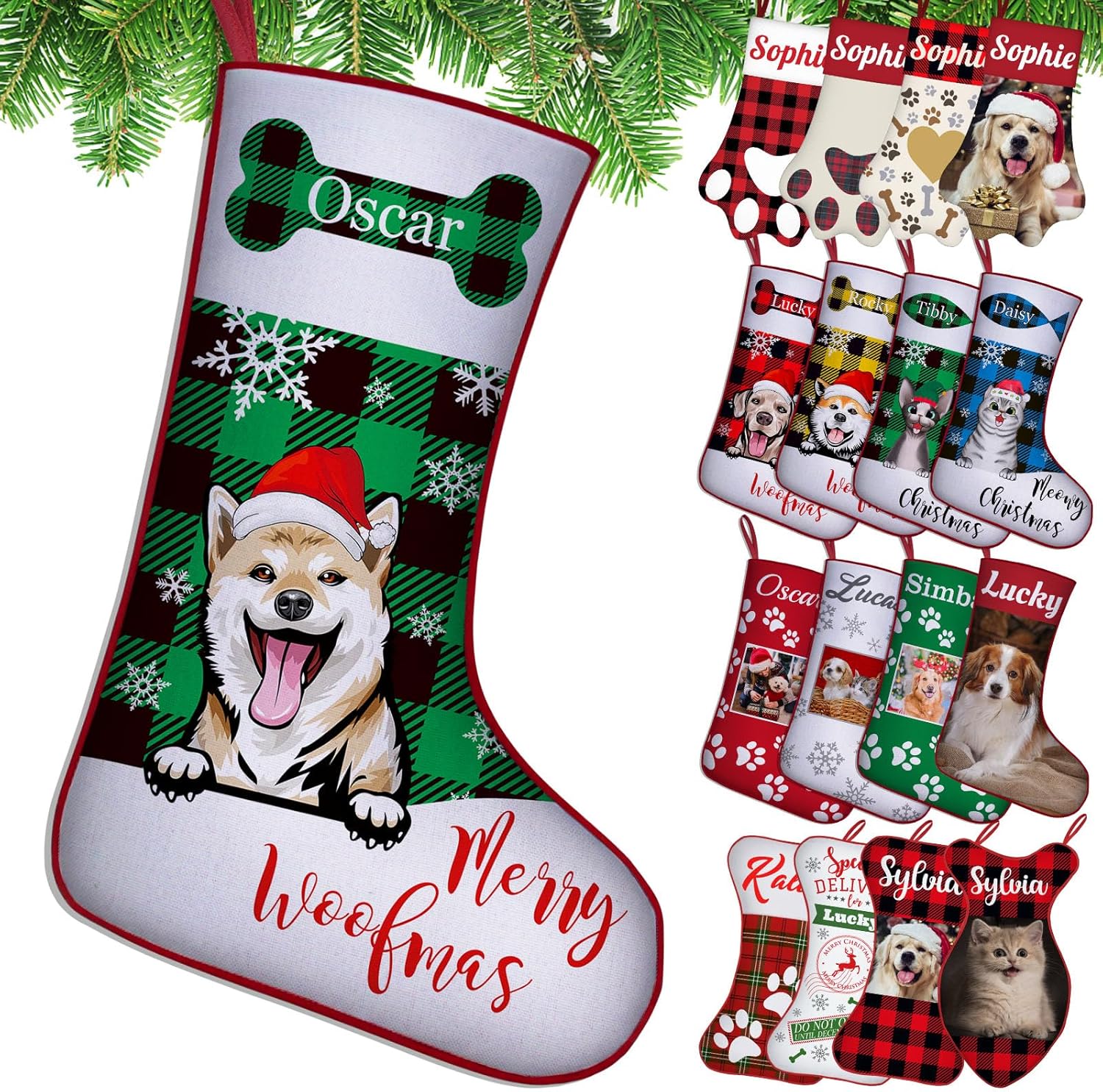 Amazon.com: SIMIEEK Personalized Dog Breed Christmas Stockings Custom ...