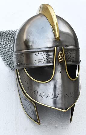 Amazon.com: MARY NAUTICAL- Handcrafted Viking Wolf Armor Helmet Silver ...