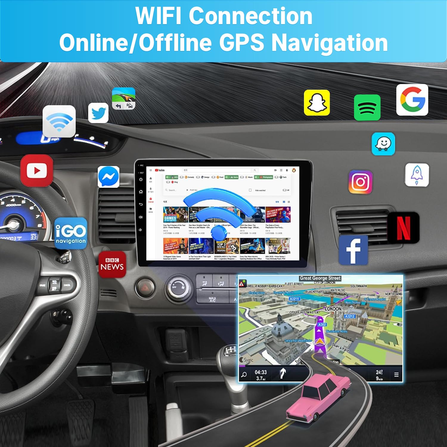 Snapklik.com : Android Car Stereo For Honda Civic 2006 2007 2008 2009 2010 2011