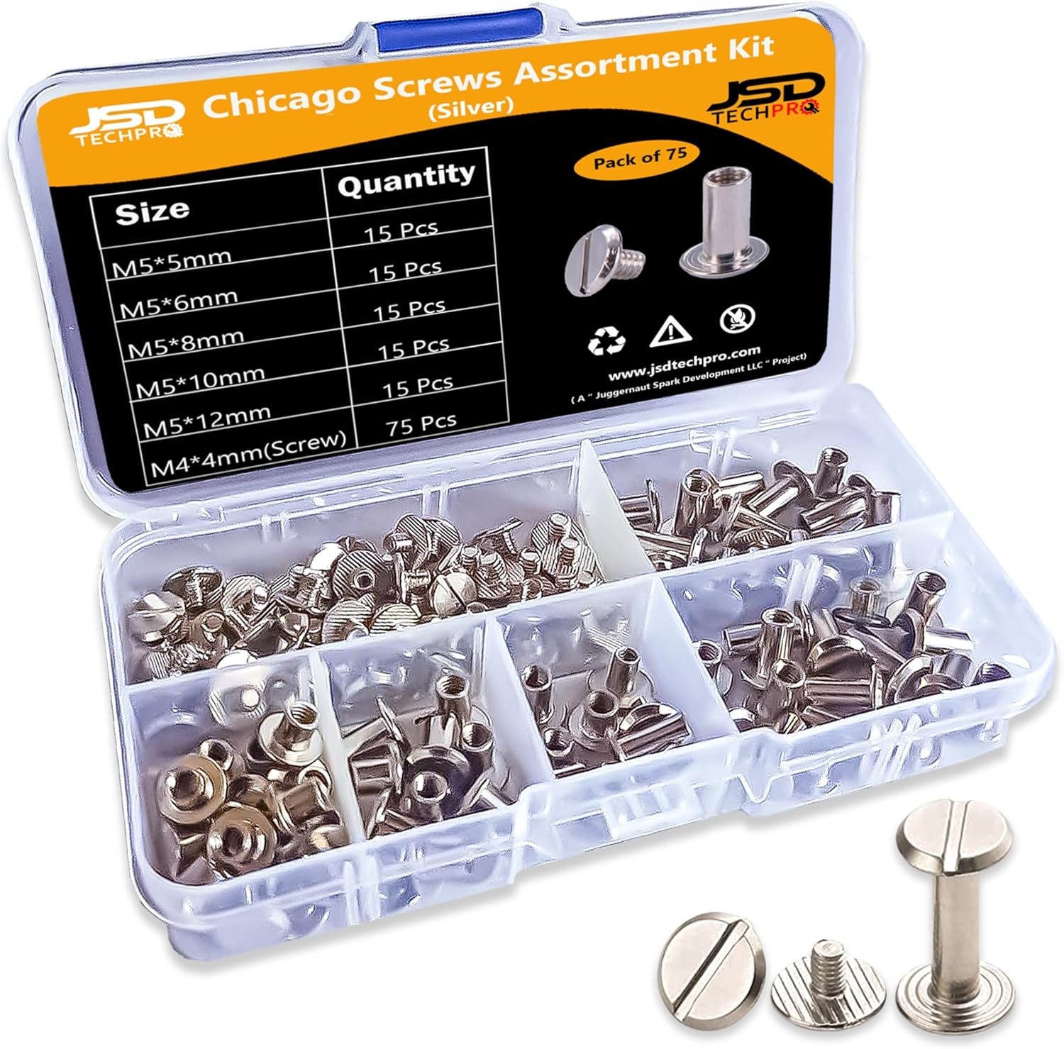 Amazon.com: JSDTECHPRO Chicago Screws for Leather Assorted Kit - 5 ...