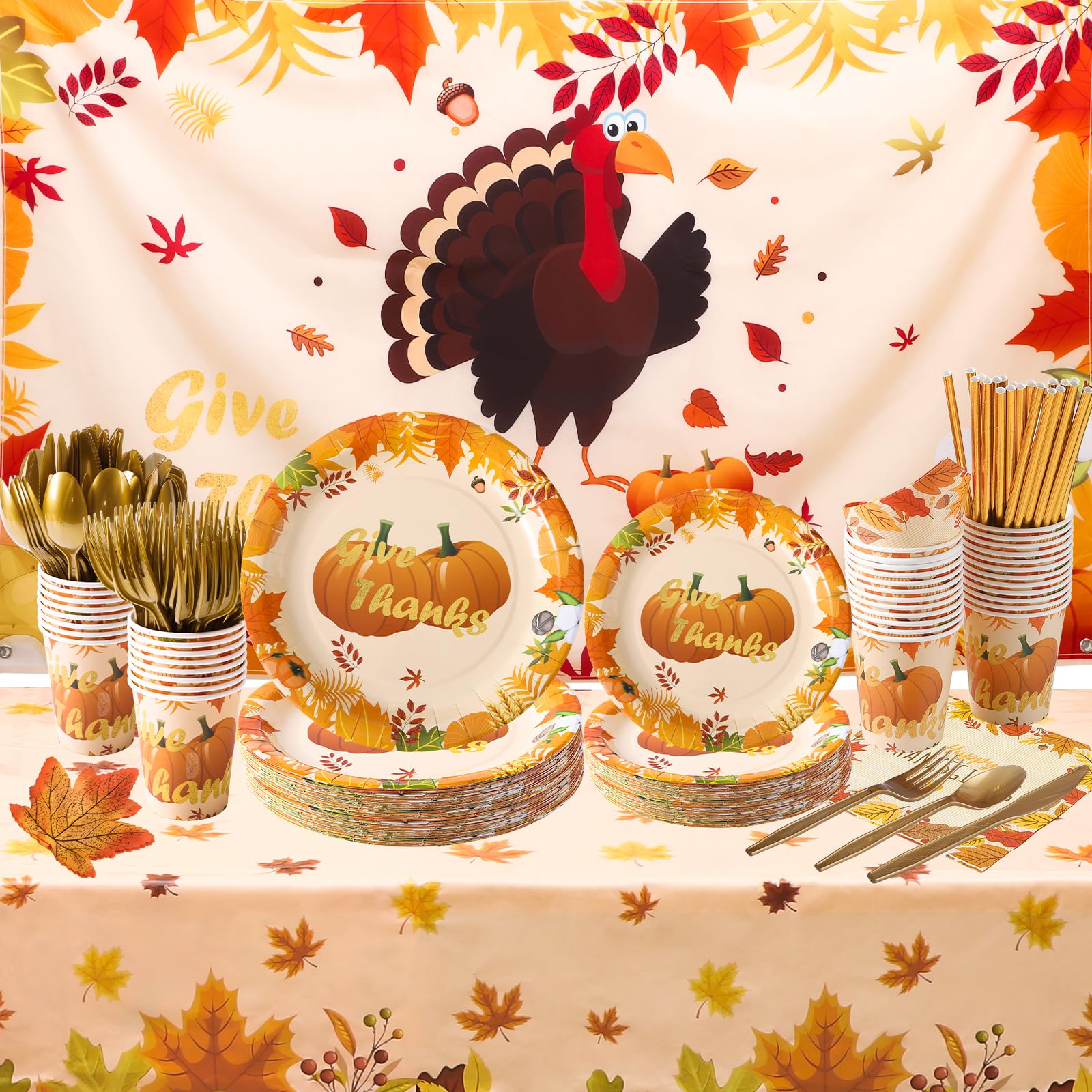 Amazon.com: 219PCS Thanksgiving Party Supplies Decorations, 24 Guests ...