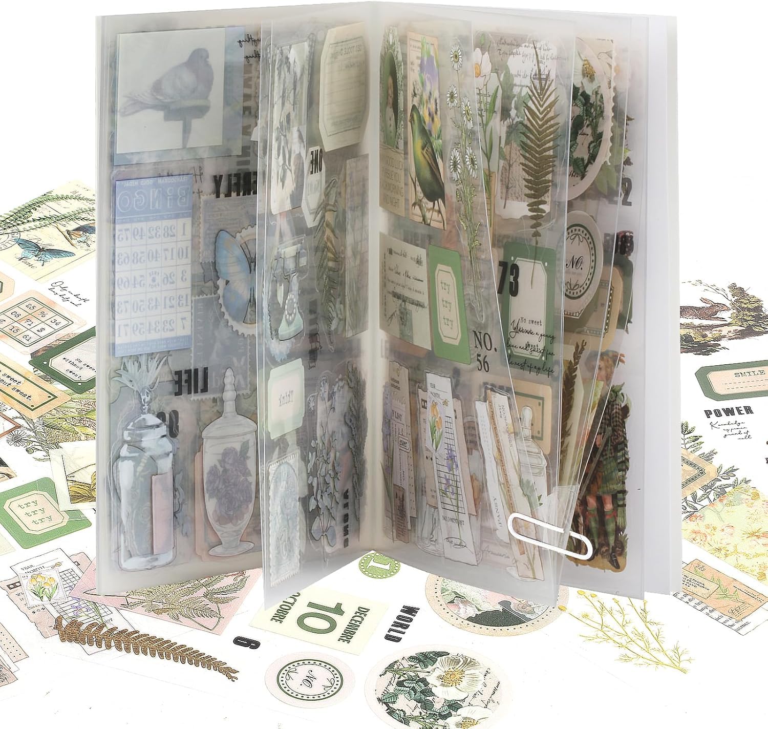 Vintage Scrapbook Stickers, 20 Pages Scrapbooking Stickers Book, Nature ...
