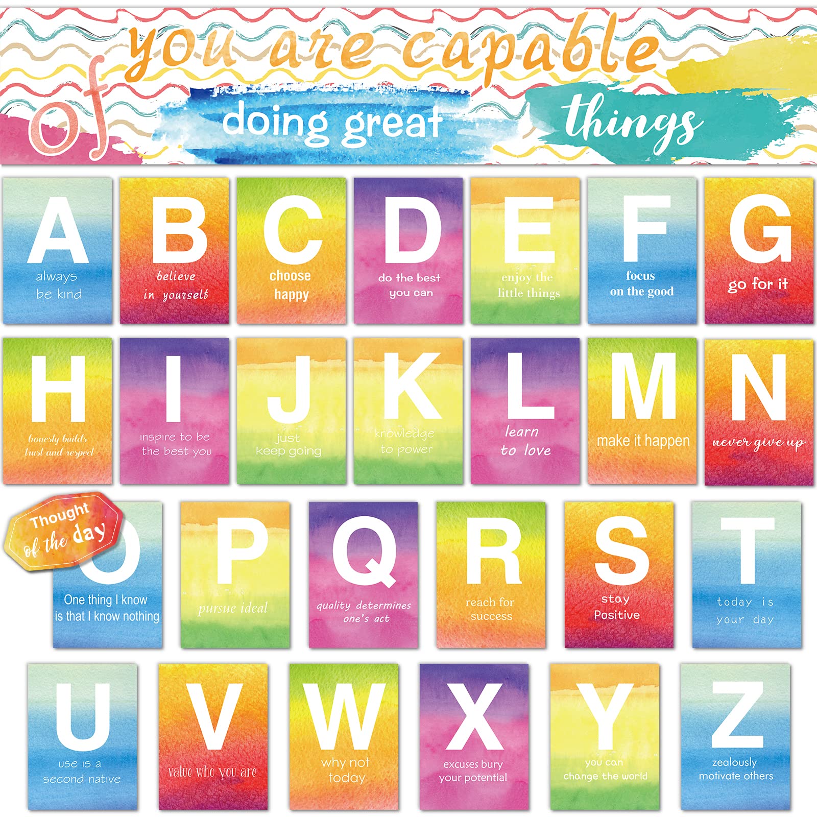Amazon.com: PerKoop 28 Pcs Classroom Alphabet Educational Poster Cards ...