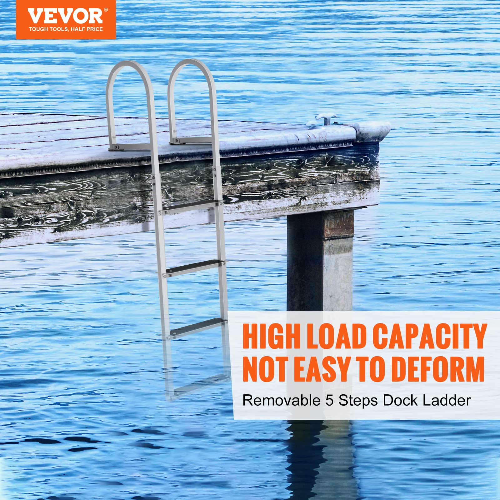Snapklik.com : VEVOR Removable Dock Ladder 4 Steps, 500lbs Load ...