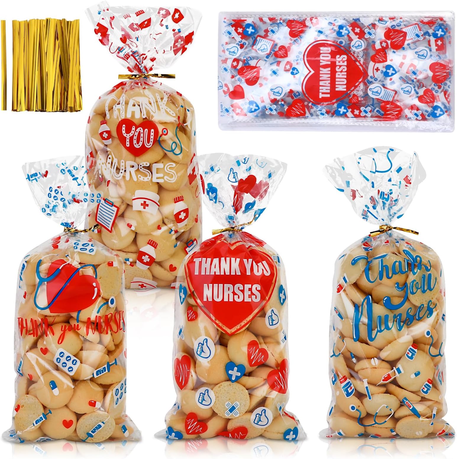 Amazon.com: 100 Pack Nurses Week Gift Bags Bulk Nursing Candy Bags ...