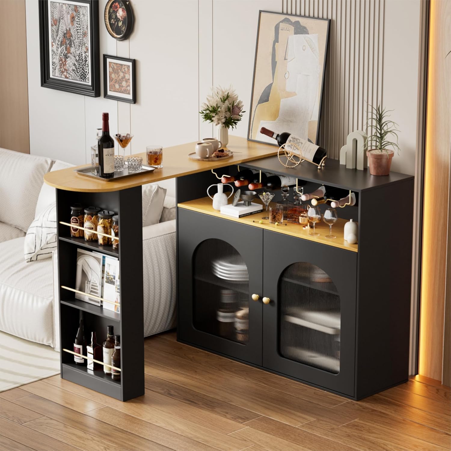 MSFE Kitchen Island Table, Extendable Swivel Dining Table, Bar Table ...