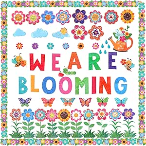 Amazon.com: 84pcs Spring Bulletin Board Decorations, We are Blooming ...