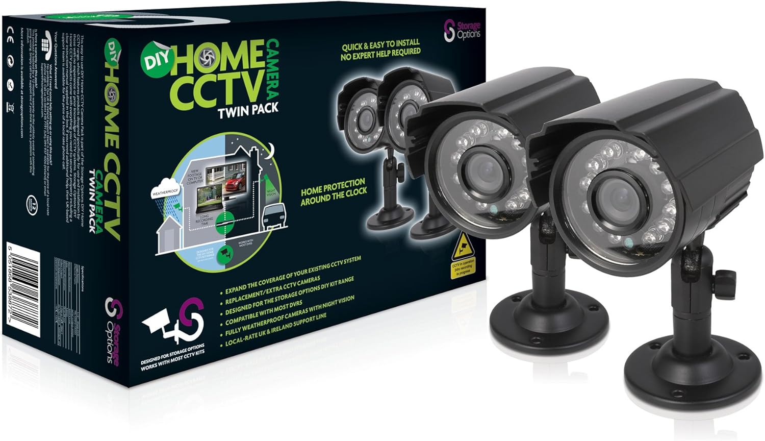 Storage Options 53887 Home Outdoor Weatherproof CCTV Twin Camera Pack ...