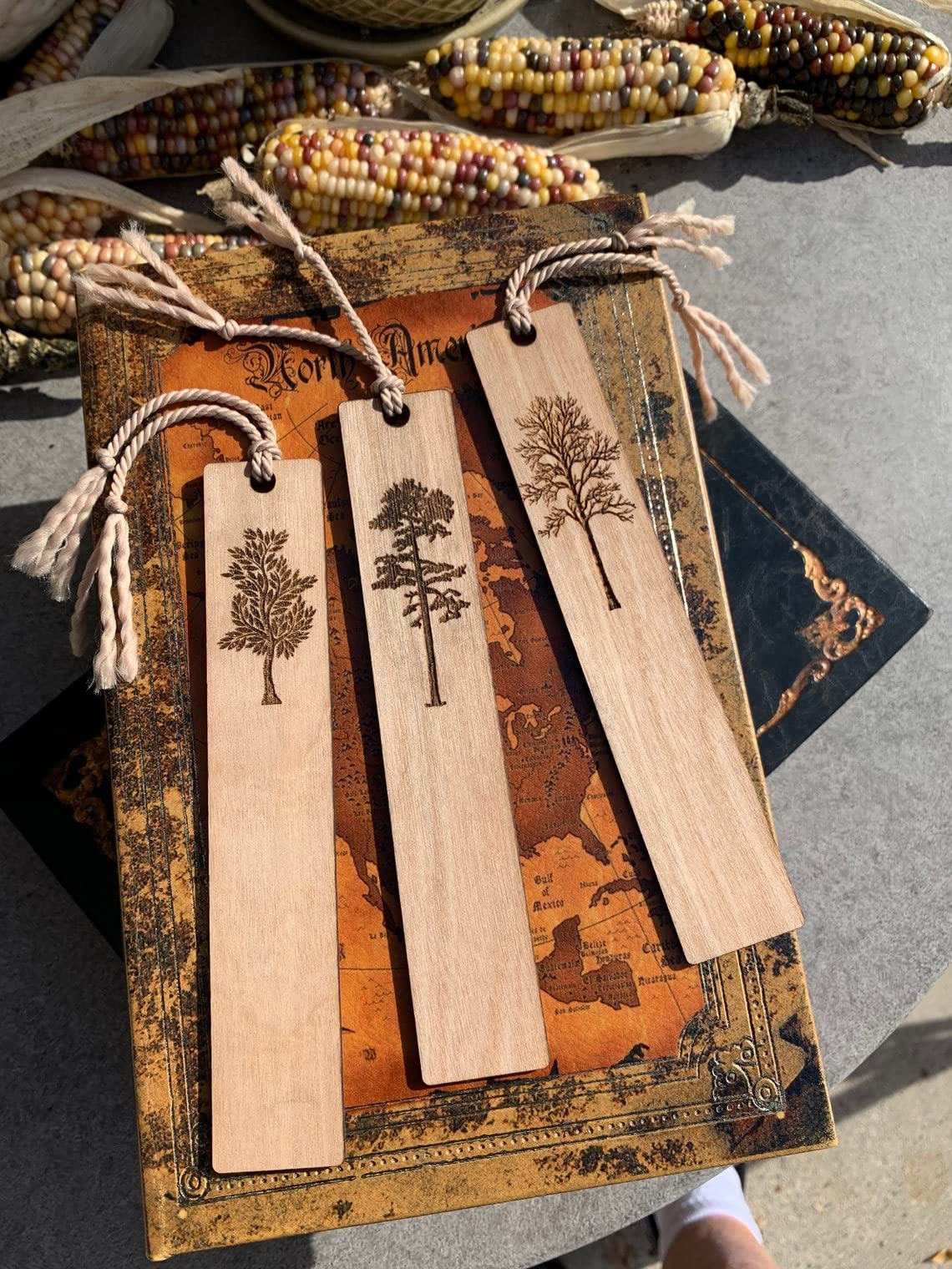 Tree Bookmarks, Set of Three, Bookmark, Wood, Wood Bookmark, Gift, Gift ...